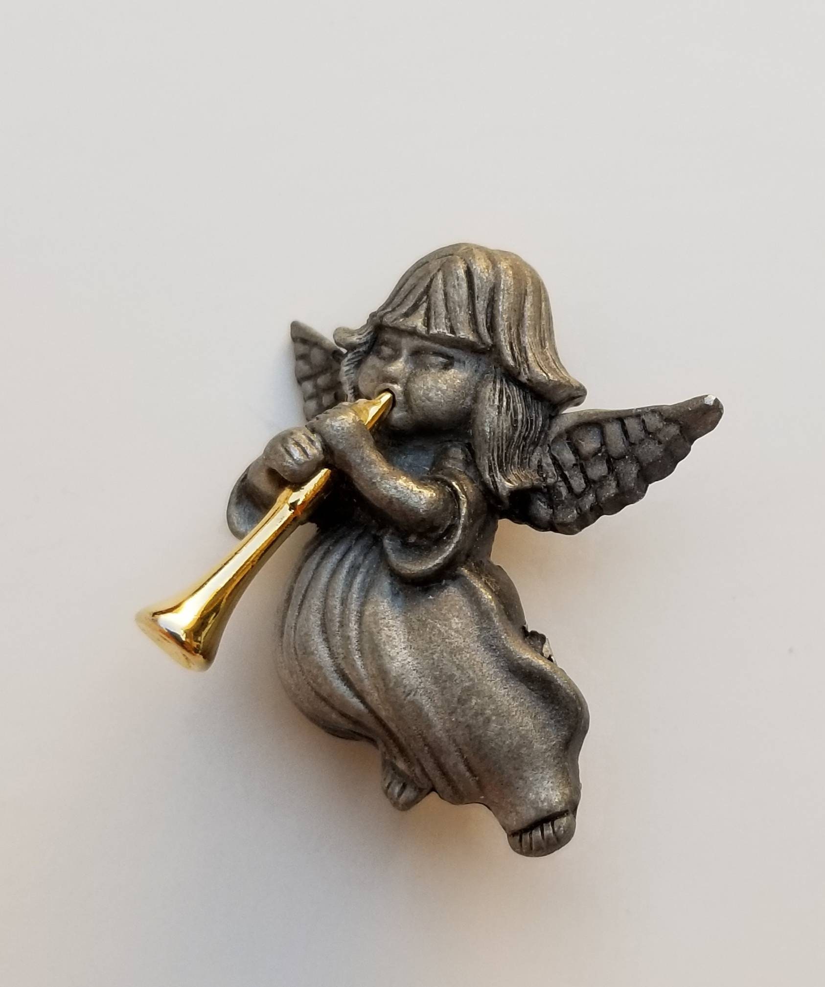 Vintage Signed Dana Angel With Gold Trumpet Brooch Signed - Etsy