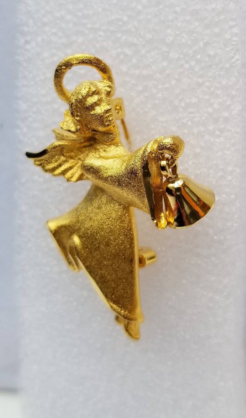 Angel Brooch, Guardian Angel With With Dangling Bell Brooch Pin ...