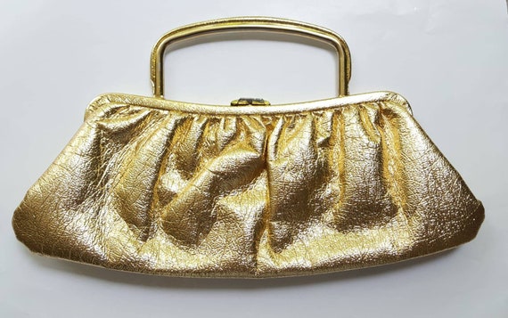 GOLD EVENING PURSE, Vintage Metallic Gold Party Purse… - Gem