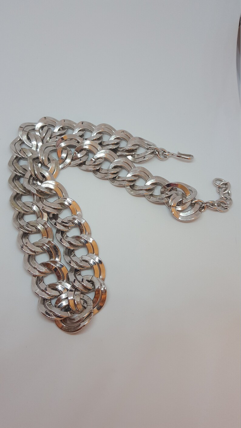 Vintage Monet Chunky Silver Tone Chain Necklace Signed Monet - Etsy