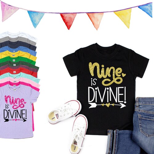 Nine is Divine Shirt 9th Birthday Girls' Birthday - Etsy