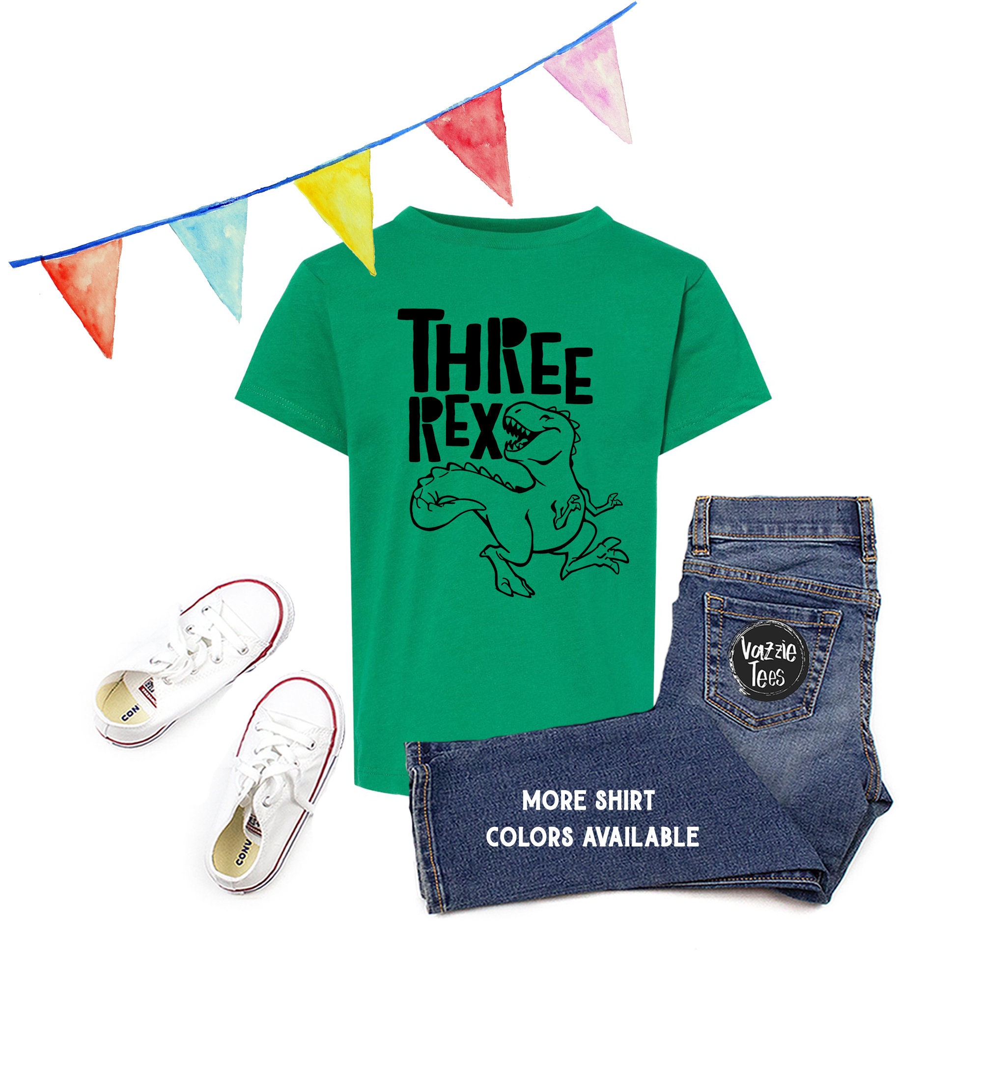 THREE Rex Shirt Unisex Birthday Shirts Dinosaur Birthday - Etsy