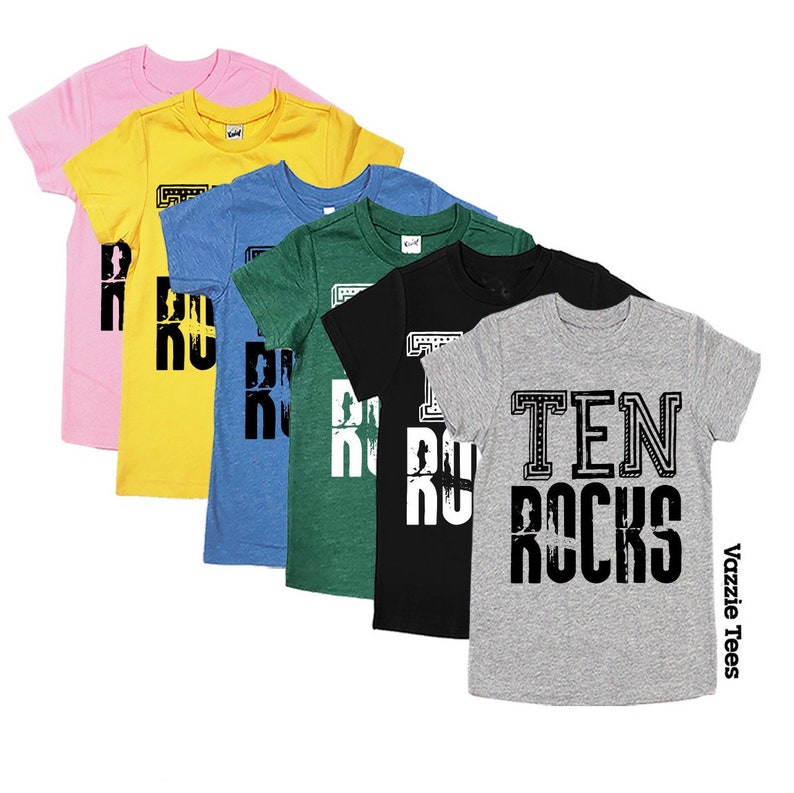Ten Rocks Ten Year Old 10th Birthday Shirt Double Digits | Etsy