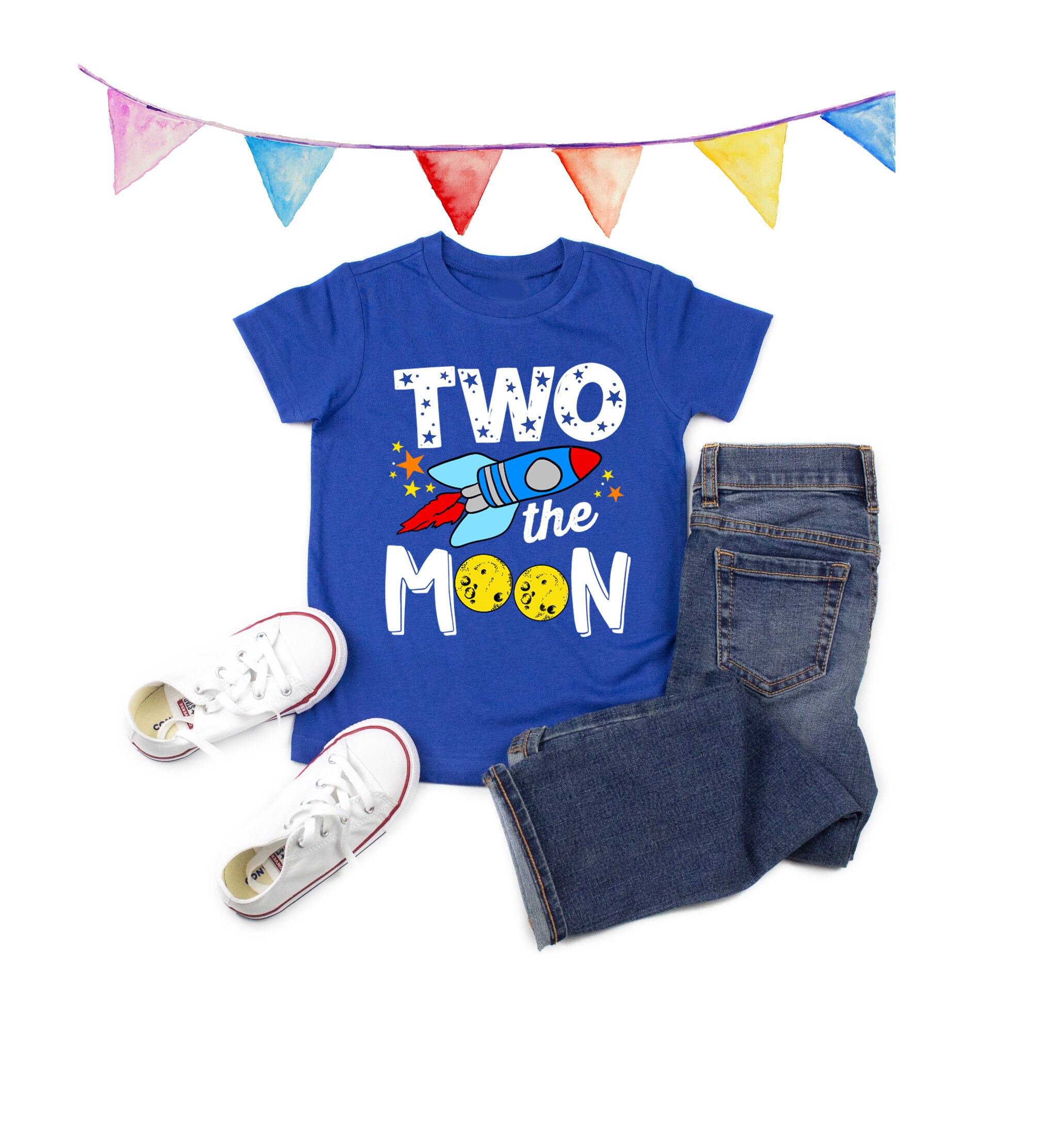 Two the Moon Birthday Shirt 2nd Birthday Shirt Space Theme - Etsy