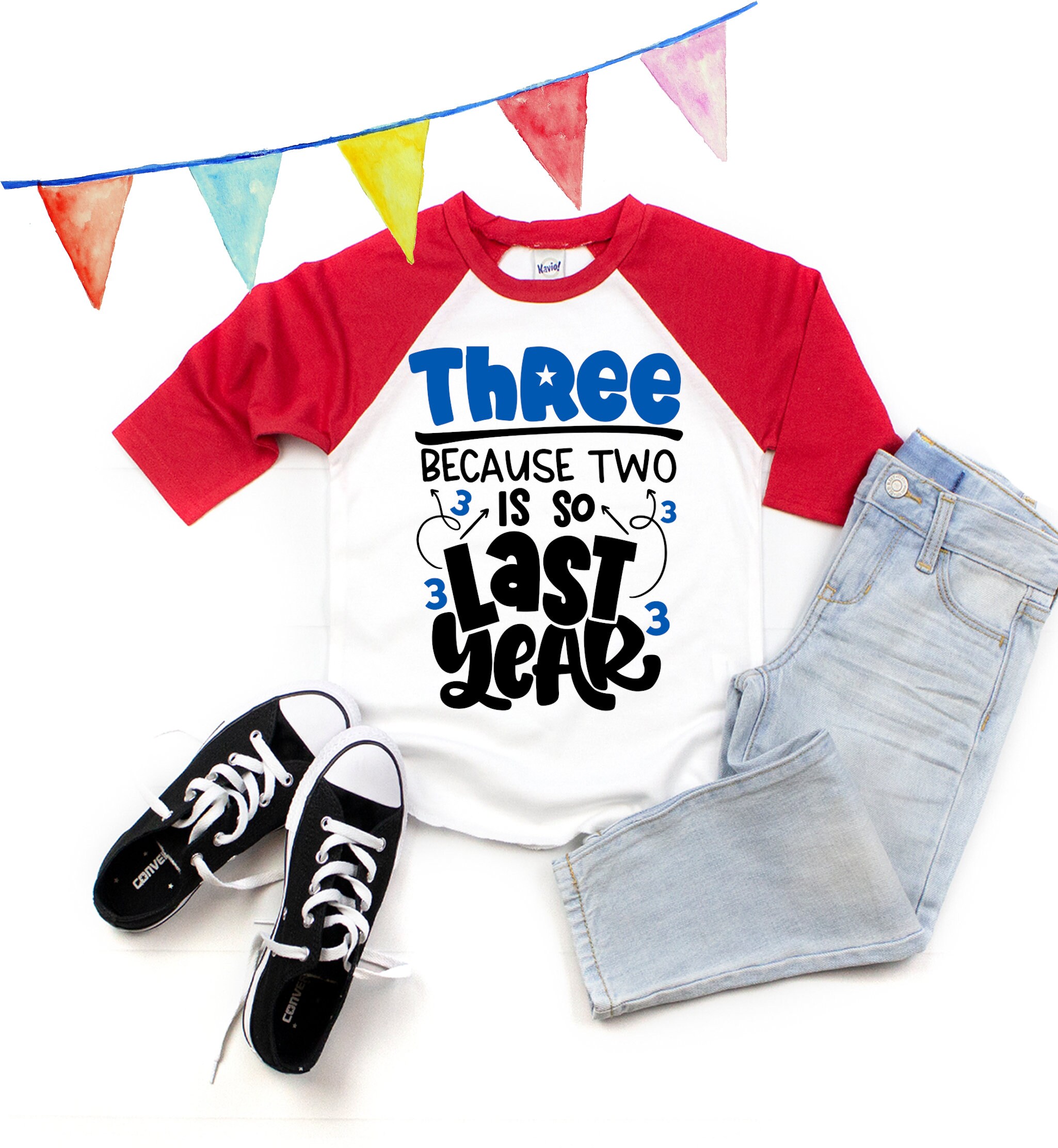 Three Because Two is so Last Year Shirt 3 Year Old Third - Etsy UK