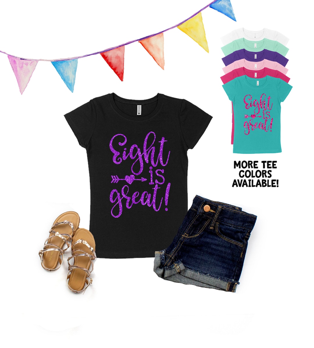 Eight is Great Shirt - 8th Birthday Shirt - Eight Year Old Birthday ...