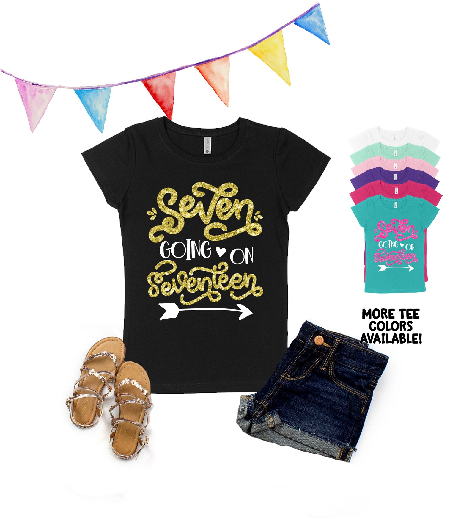 Seven Going on Seventeen 7th Birthday Shirt Girls Birthday - Etsy