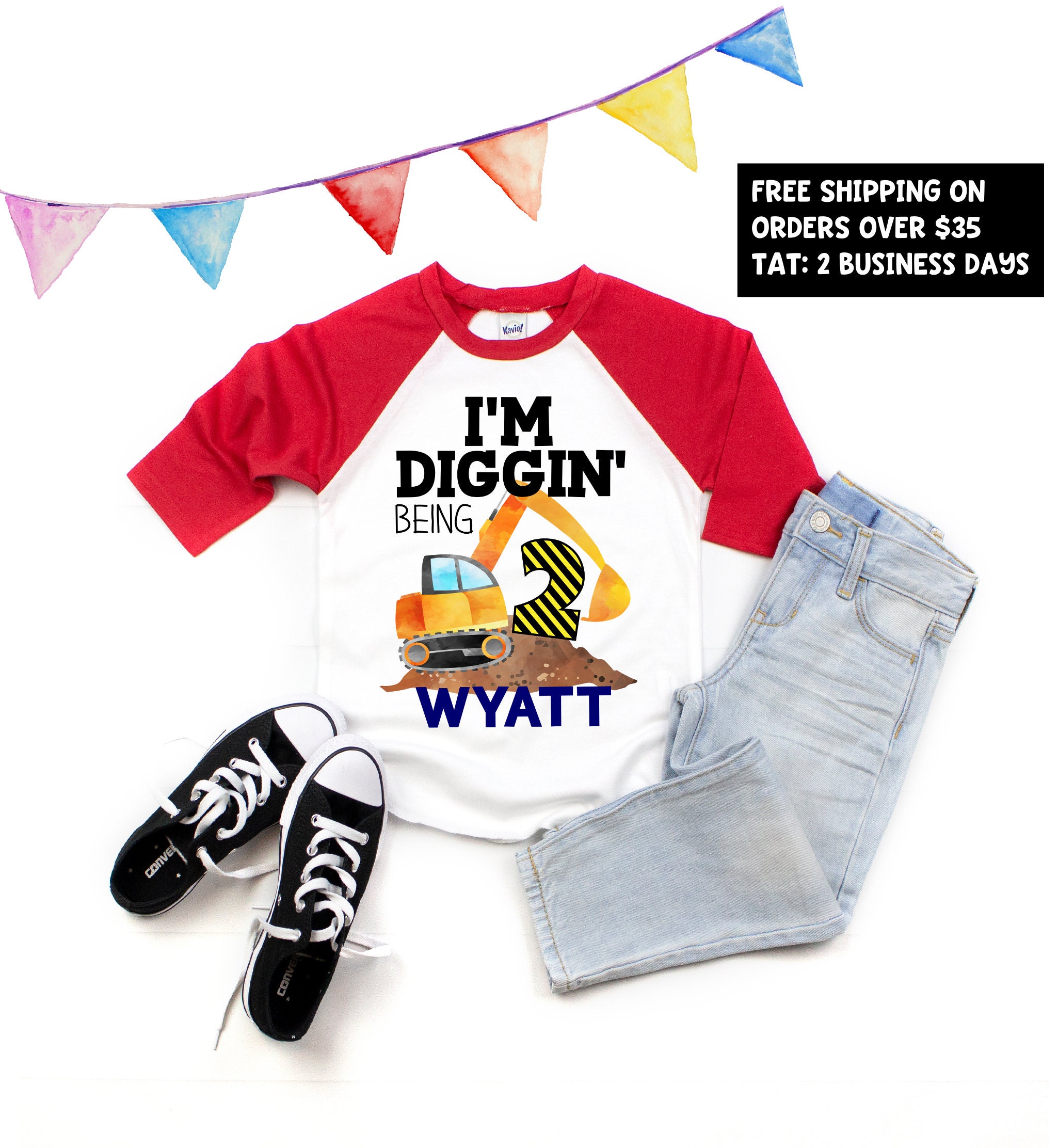 I'm Digging Being 2 Shirt - Excavator Construction Theme Birthday Shirt ...