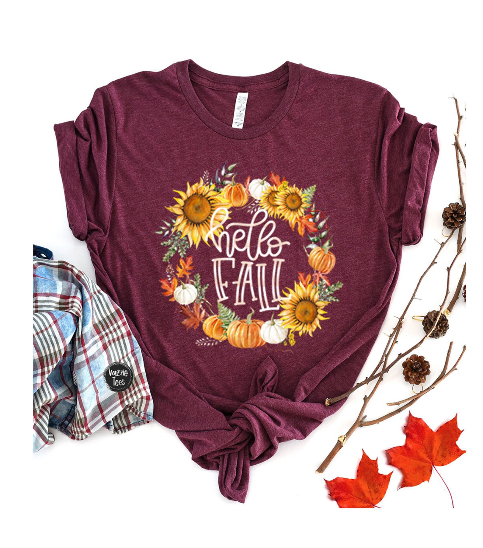 Hello Fall Adult Shirts Sunflower Fall Shirts I Love Fall - Etsy