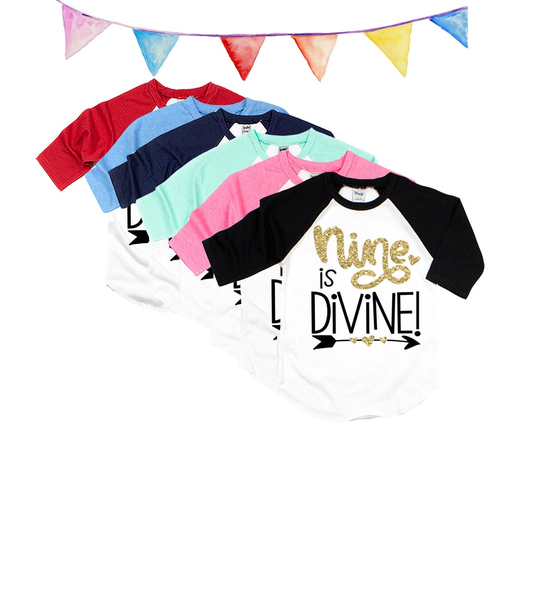 Nine is Divine Shirt 9th Birthday Girls' Birthday Shirts NINE Ninth ...