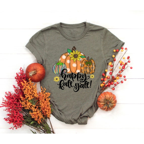 Happy Fall Y'all Shirts Sunflower Pumpkin Fall Shirts | Etsy