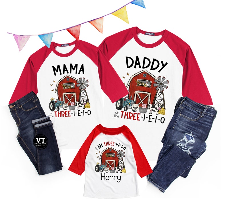 Personalized Three IEIO Birthday Shirts: Farm Theme 3rd Birthday - Etsy