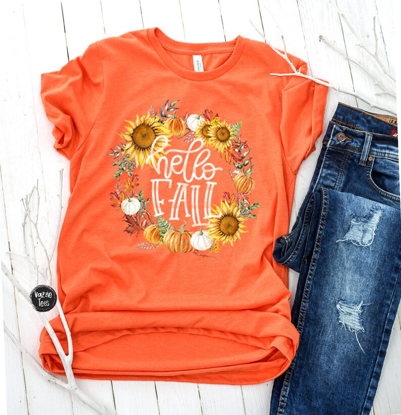 Hello Fall Adult Shirts Sunflower Fall Shirts I Love Fall - Etsy