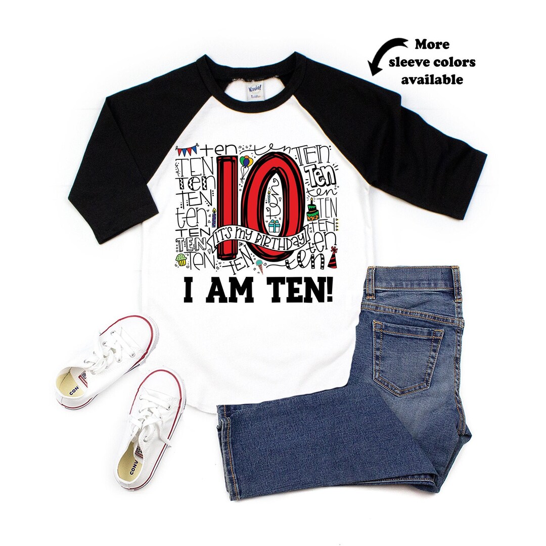 I Am Ten Birthday Shirt - 10th Birthday Boy or Girl Tee - Etsy