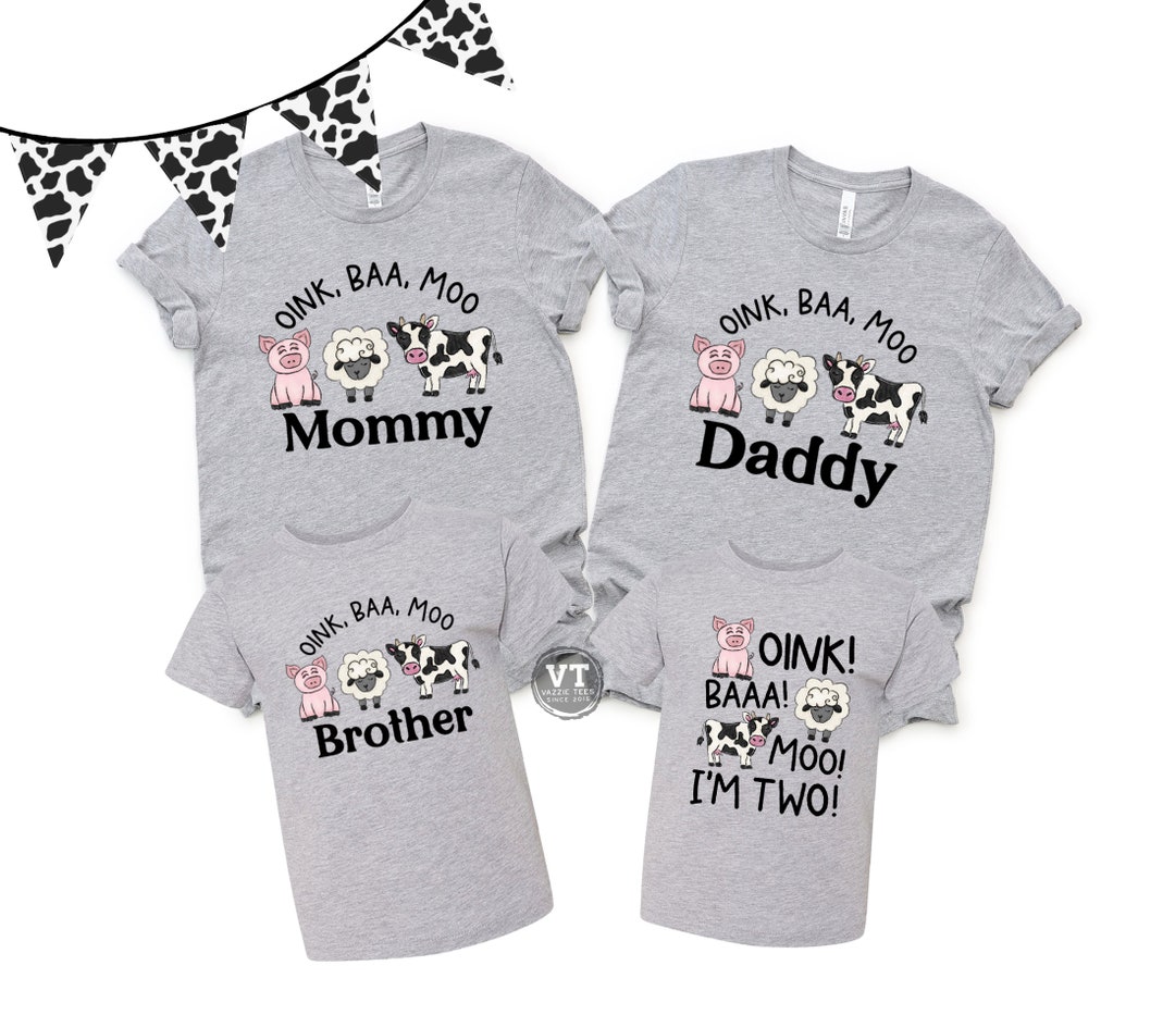 Oink Baa Moo I'm Turning TWO Shirt: Personalized Family Shirts - Etsy