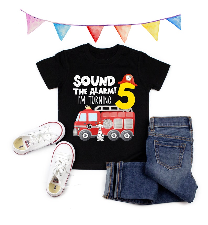 Fifth Birthday Firetruck Shirt Sound the Alarm I'm - Etsy