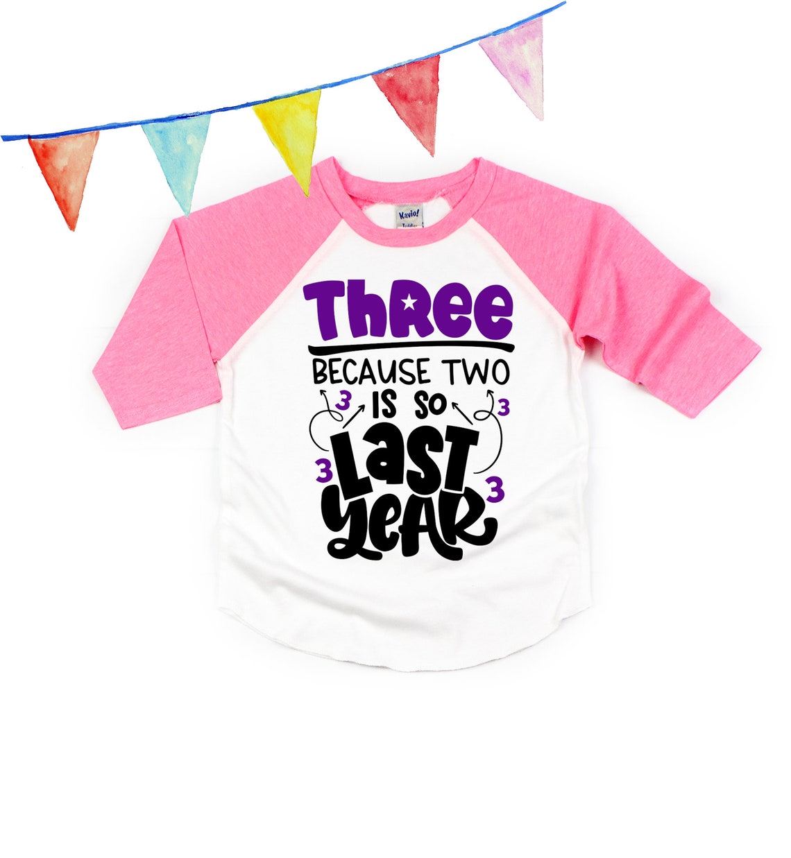 Three Because Two is so Last Year Shirt 3 Year Old Third | Etsy