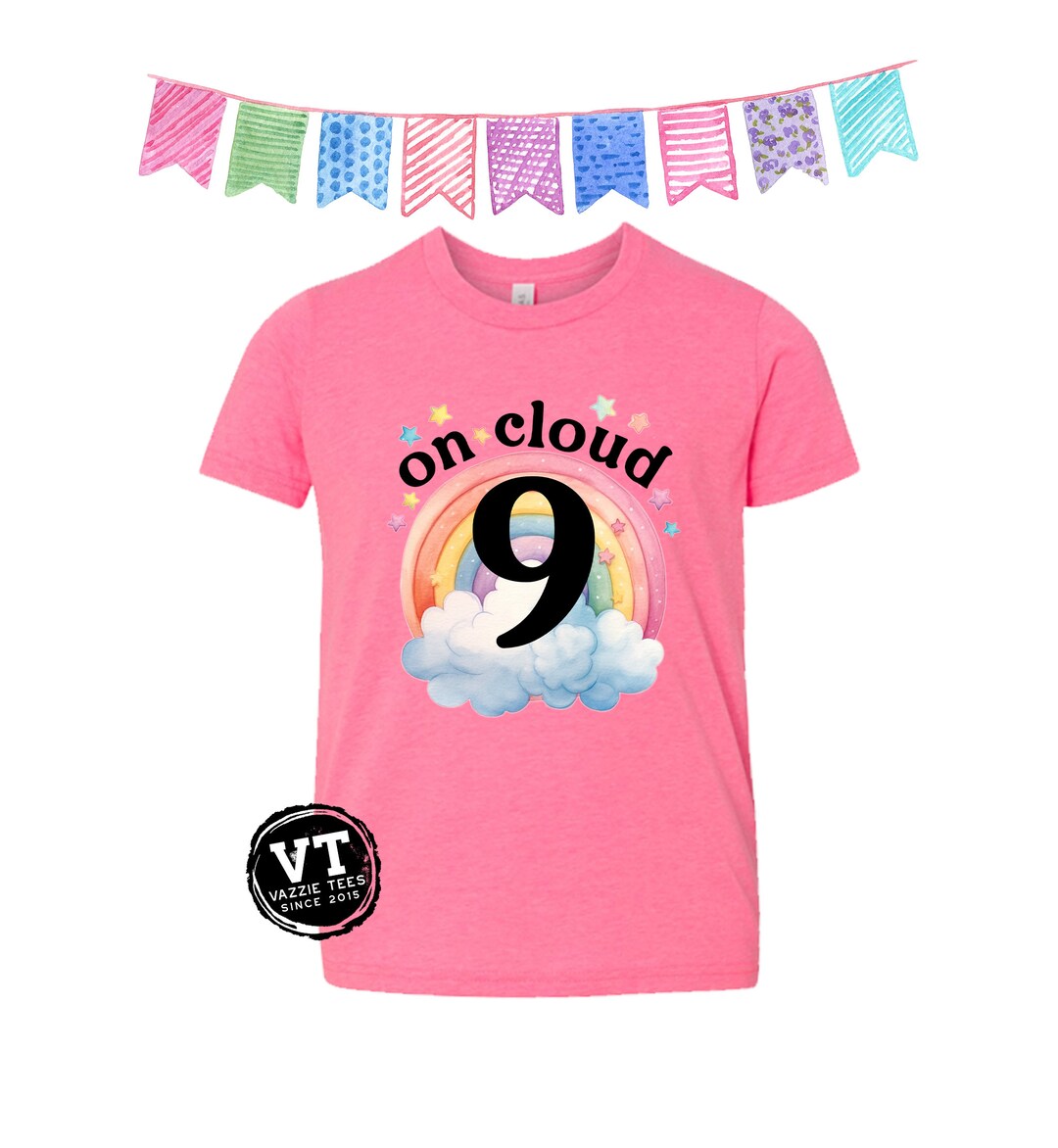 On Cloud 9 Shirt 9th Birthday Rainbow Birthday Shirt 9 Year Old ...