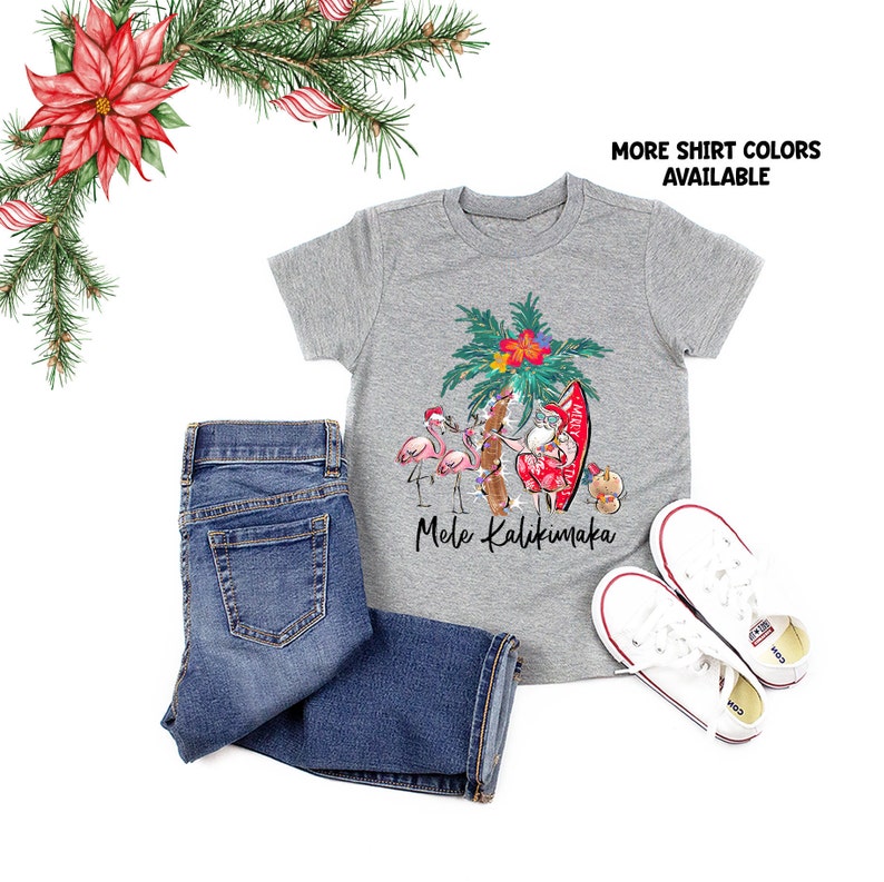 Mele Kalikimaka Kids Shirt: Aloha Christmas Flamingo Tee - Etsy