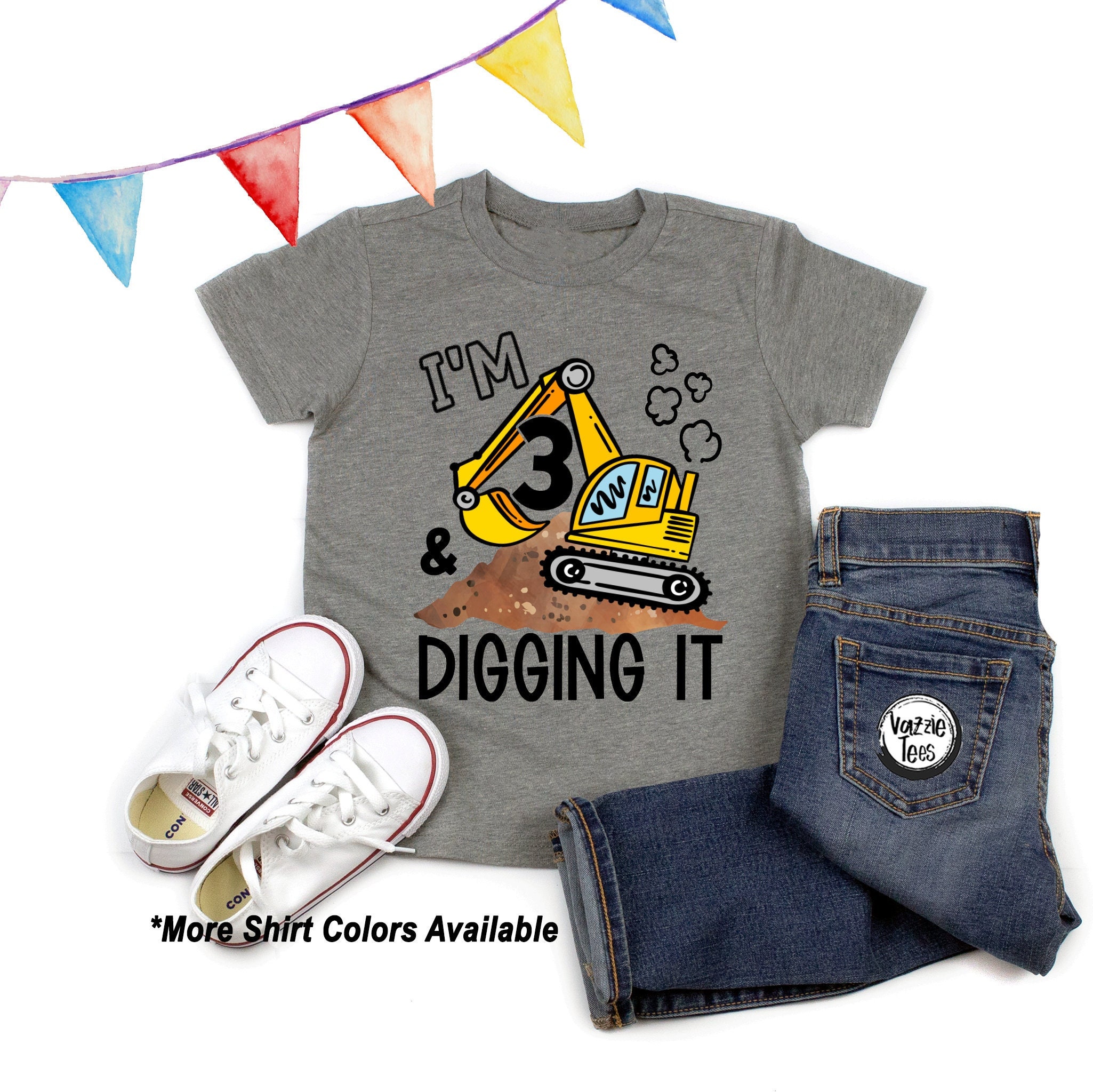 I'm 3 and Digging It Shirt Construction Theme Birthday - Etsy