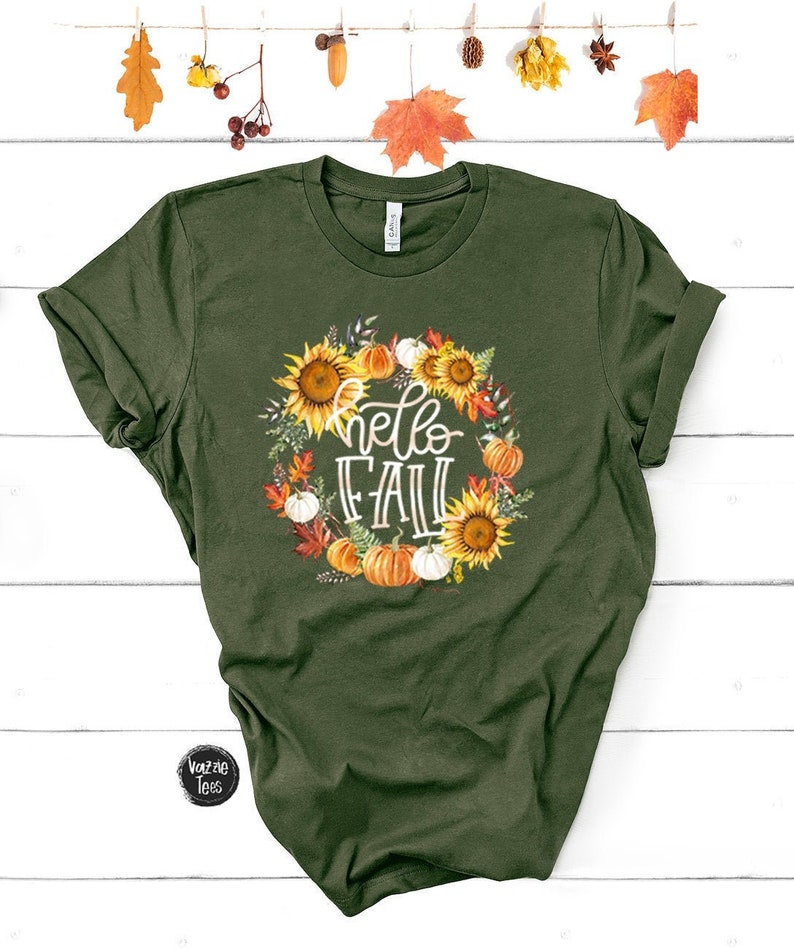 Hello Fall Adult Shirts Sunflower Fall Shirts I Love Fall | Etsy