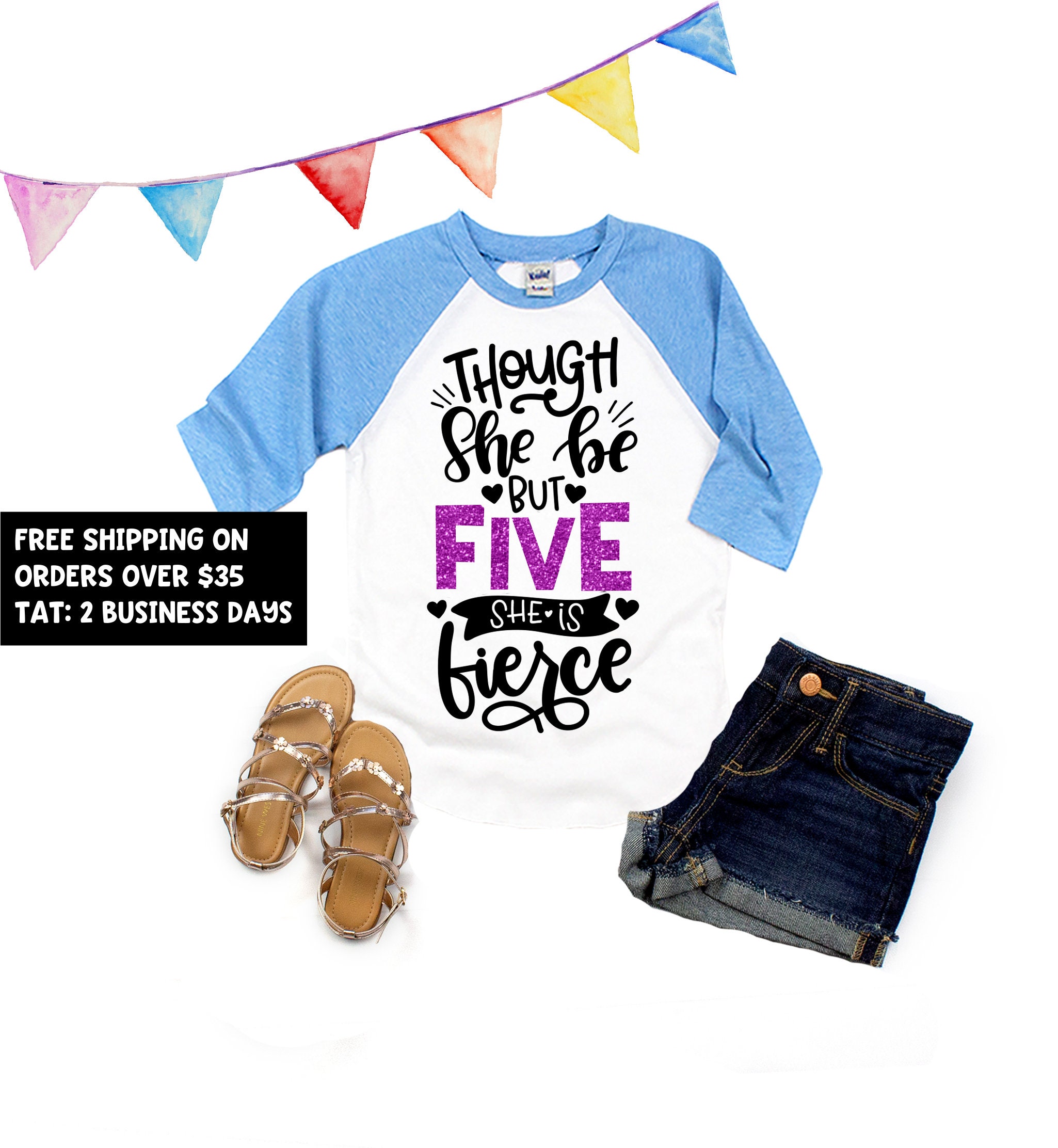 Though She Be but FIVE She is Fierce 5th Birthday Shirt - Etsy