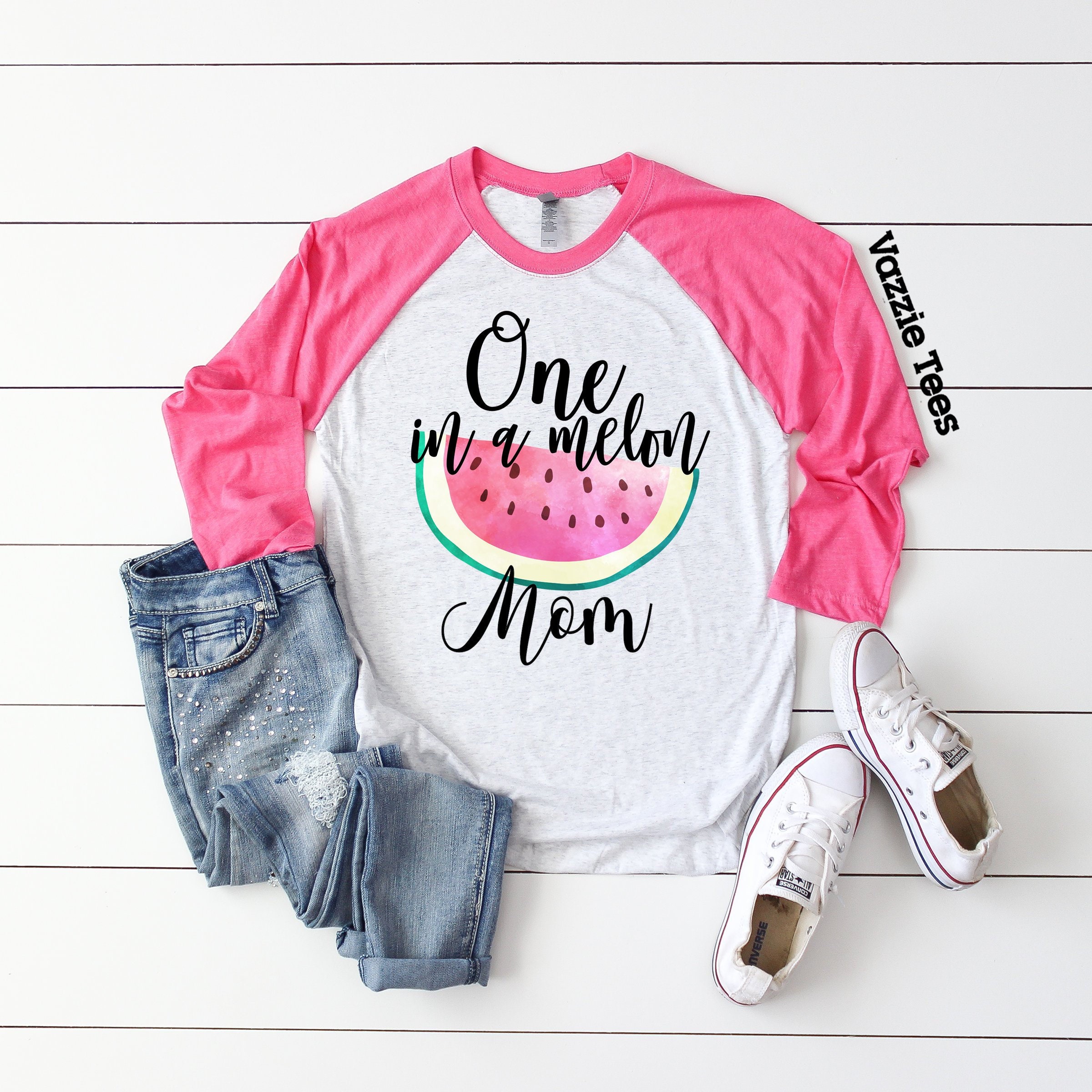 One in a Melon Mom Shirts - Unisex Adult Raglan Shirt - Birthday Shirt ...