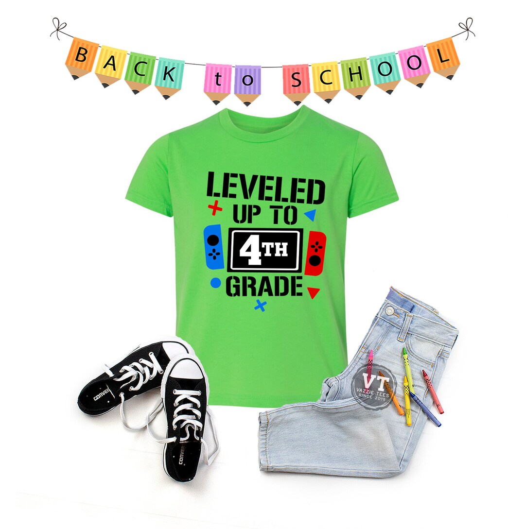 Leveled up to 4th Grade Shirt: Video Gamer Back to School Tee - Etsy