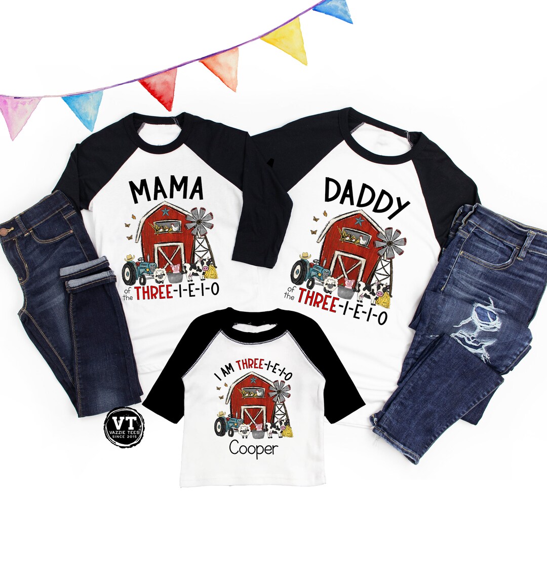 Personalized Three IEIO Birthday Shirts: Farm Theme 3rd Birthday - Etsy