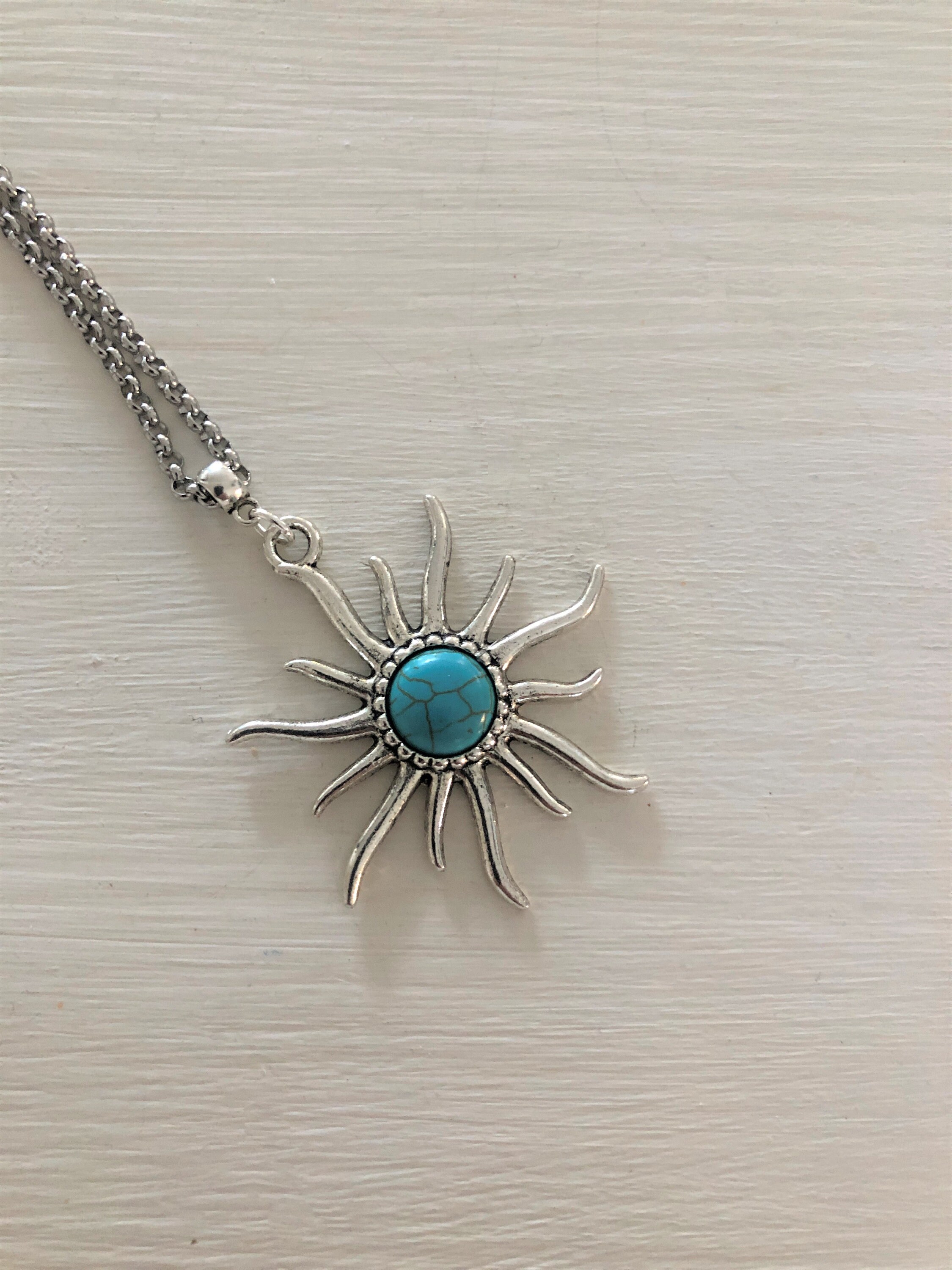 Long Turquoise Sun Necklace, Turquoise Jewellery, Kuchi, Boho, Ethnic ...