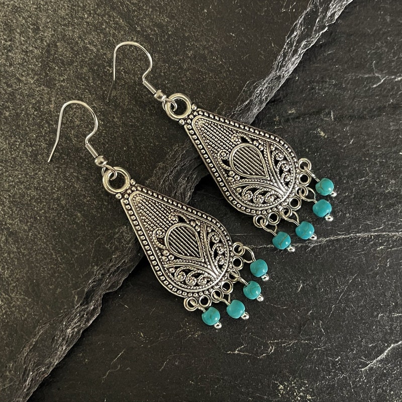 Sterling Silver Earrings Bohemian - Etsy
