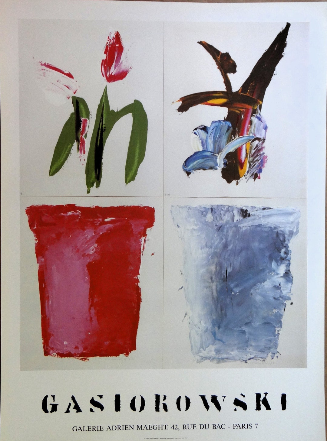 Vintage French Poster "les Pots De Fleurs" by Gérard Gasiorowski, 1983 ...