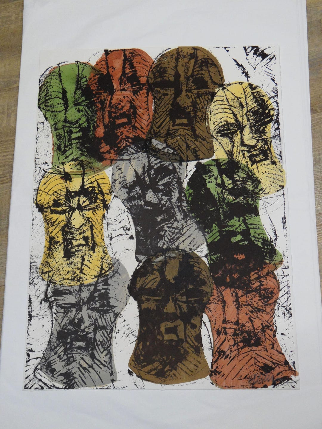 Arman, Original Lithograph, Kifwebe Masks, Songye Tradition, African ...