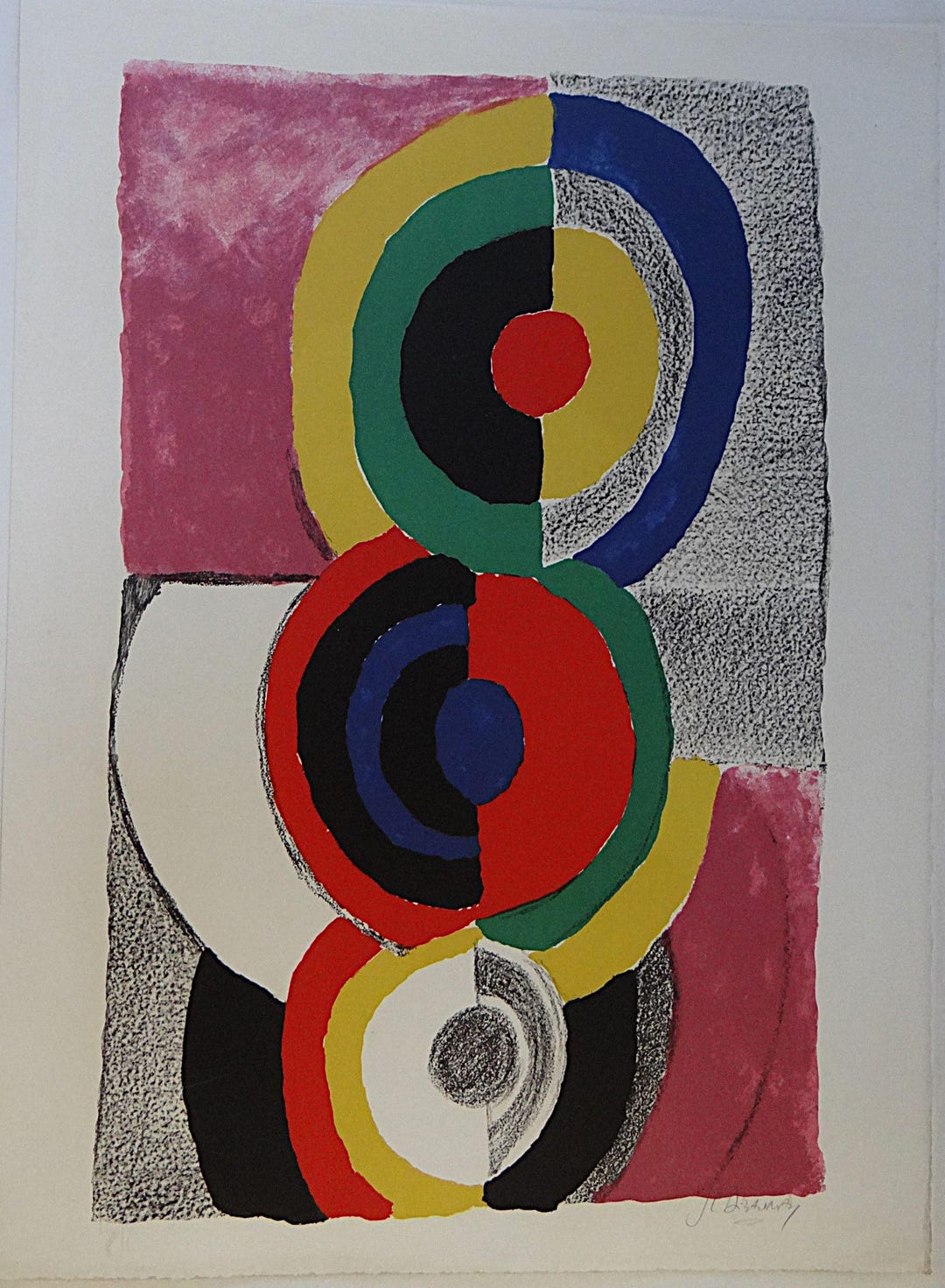 Sonia Delaunay after, Original Signed Lithograph, Geometric Patterns ...