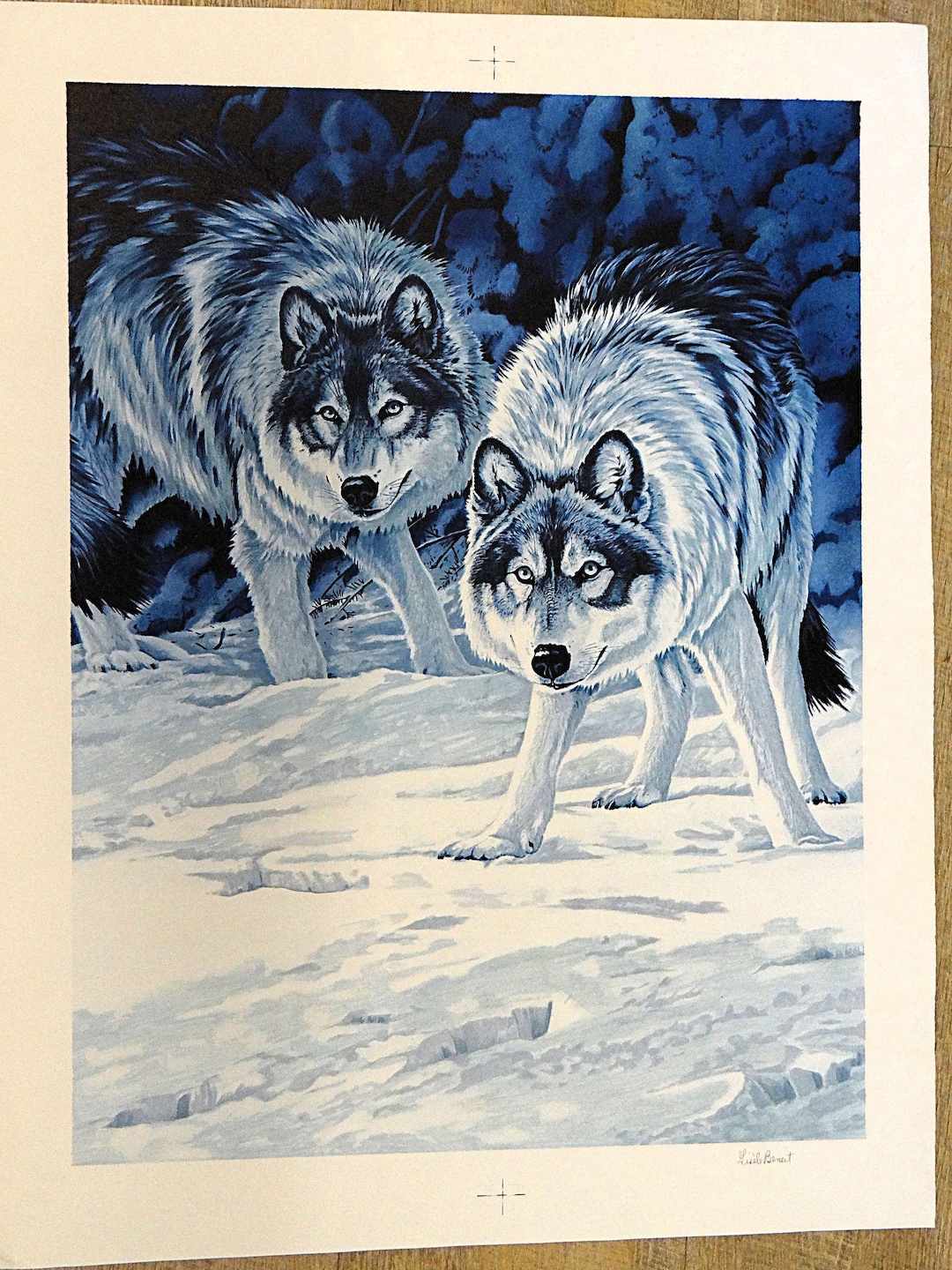 Gisèle Benoit, the Blue Wolves, Blue Monochrome, Original Signed ...