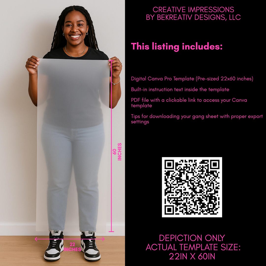 22x60 DTF Gang Sheet Canva Template: T-shirt Design (digital Download ...