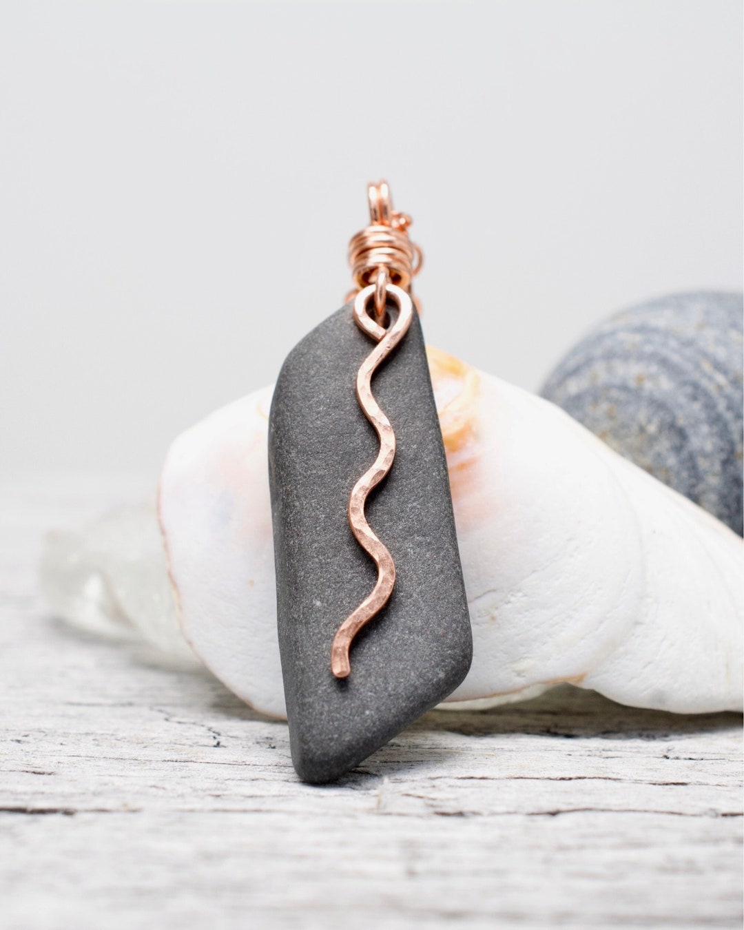 Kasilof, Alaska Gray Beach Stone Pendant Necklace, Ocean Rock Jewelry ...