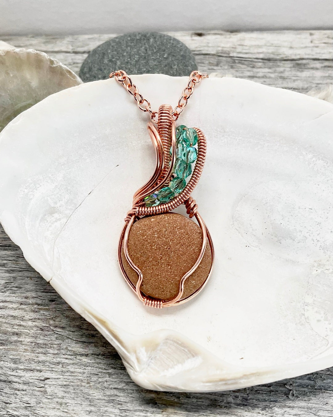 Homer Spit Round Beach Stone Necklace, Natural Rock Jewelry Made in ...