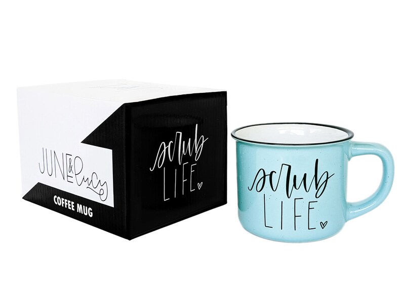 Scrub Life Mug, Teal, Unique Oversized Ceramic Camping Cup, 15oz ...