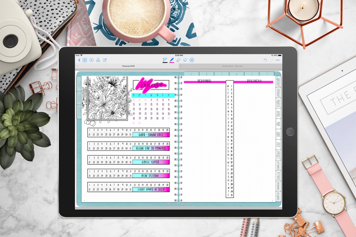 Digital Planner Pages Monthly Calendar Bundle 9 Monthly | Etsy