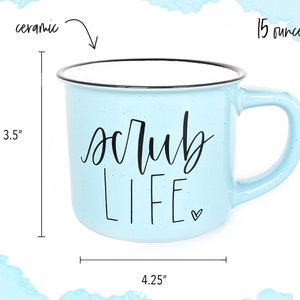 Scrub Life Mug, Teal, Unique Oversized Ceramic Camping Cup, 15oz ...