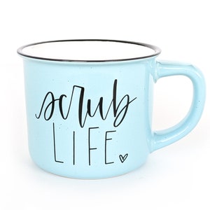 Scrub Life Mug, Teal, Unique Oversized Ceramic Camping Cup, 15oz ...
