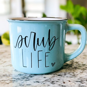 Scrub Life Mug, Teal, Unique Oversized Ceramic Camping Cup, 15oz ...