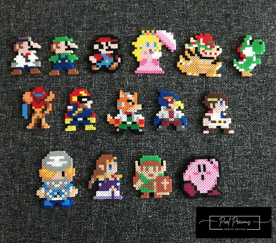 Super Smash Characters Mini Beads; Mario, Peach, Samus, Link, Zelda ...