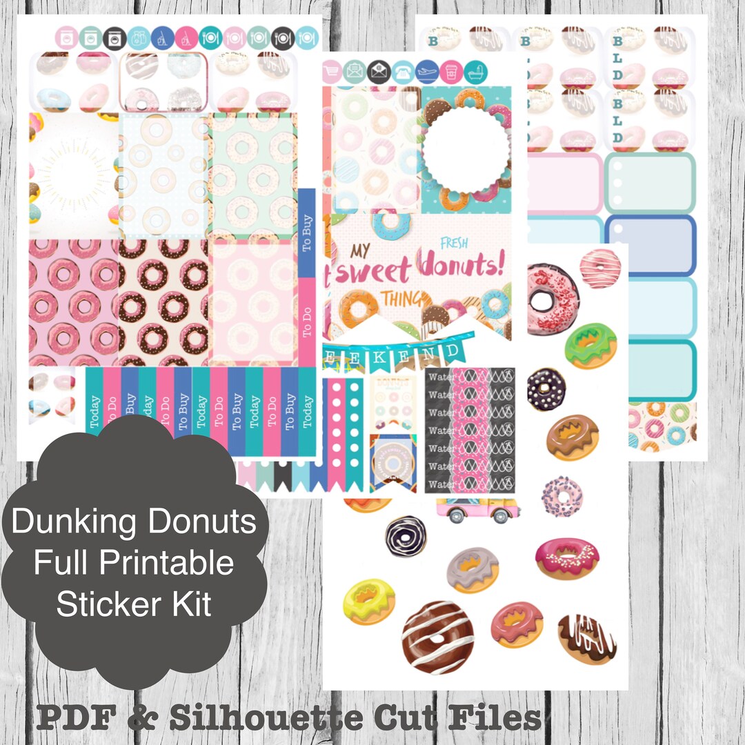 Printable Planner Stickers, Dunking Donuts, Erin Condren Life Planner ...