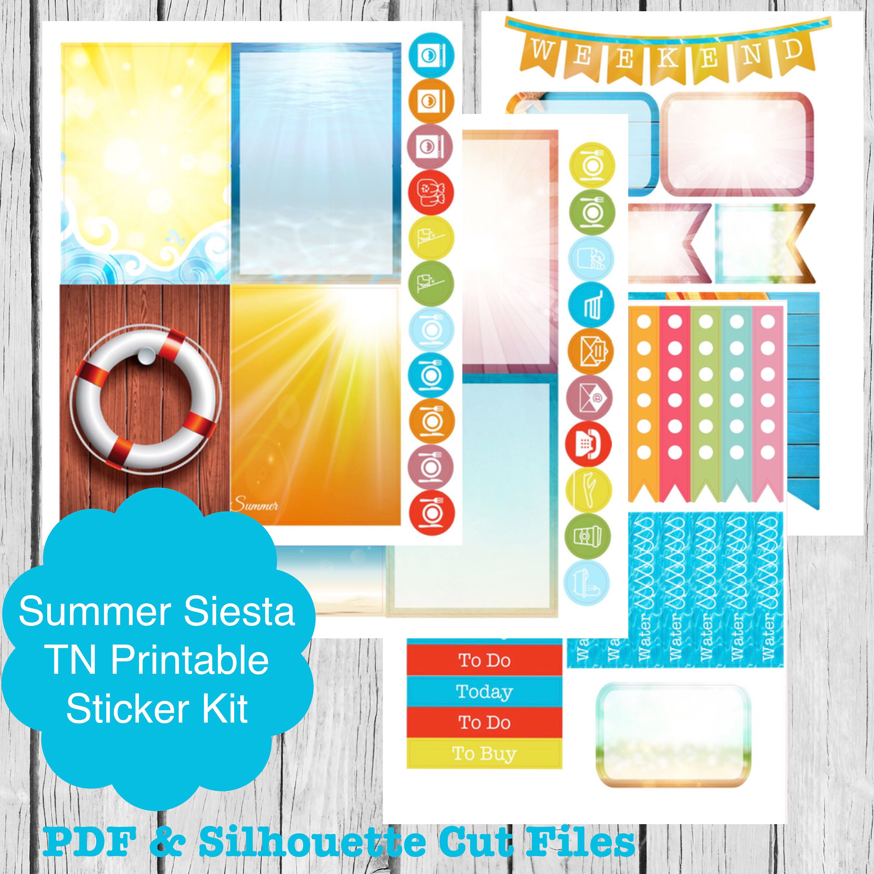 Printable Traveler's Notebook Planner Stickers Summer - Etsy España
