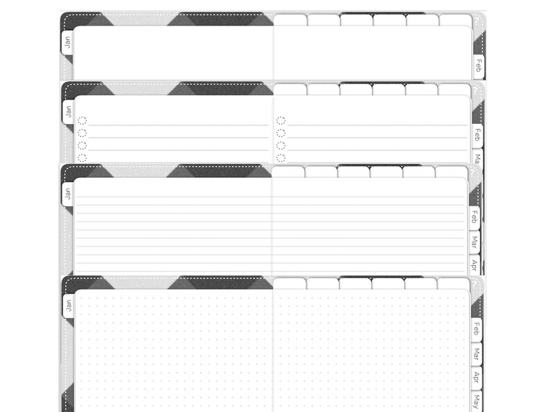 Digital Planner Undated Sunday Start - White Buffalo Plaid Angled - Etsy