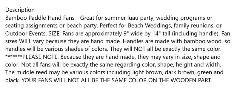Bamboo Paddle Hand Fans Beach Wedding Fans Tropical Hand Fan - Etsy