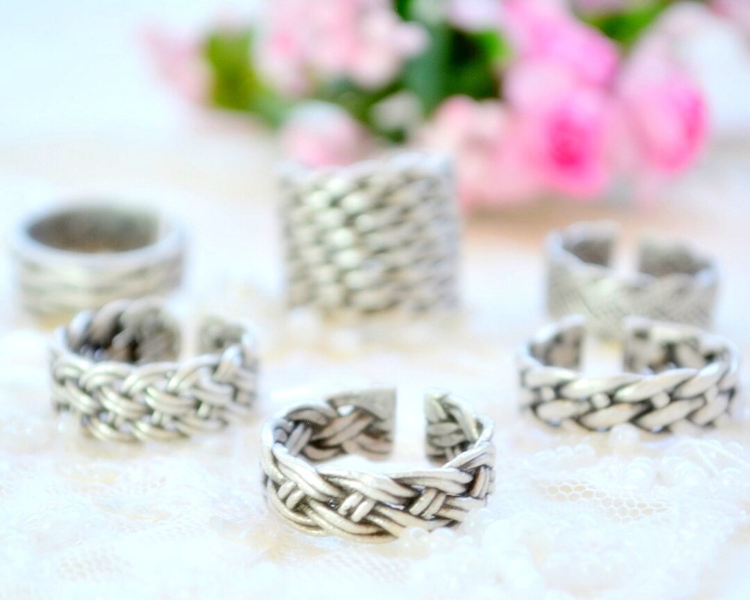 Silver Braid Band Ring, Gift to You, Twisted Rope Ring, Bent Multi Lines Ring, Double Warp Weave ...