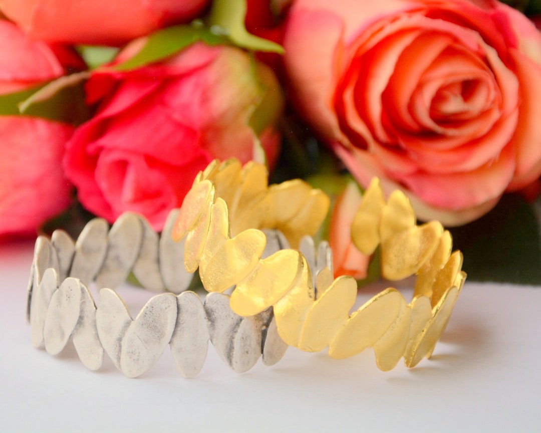 GOLDEN WAVE Bar BANGLE- Metal zigzag cuff- Wavy Bar Bangle- Adjustable ...